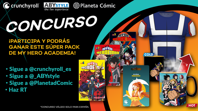 Sorteo de SUPER PACK 4 My Hero Academia por @crunchyroll_es